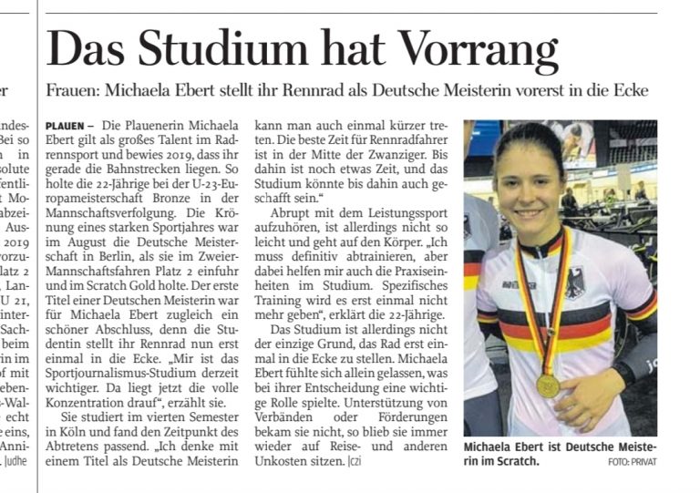Michaela Ebert – Wahl zur Vogtlandsportlerin